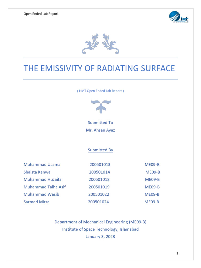 HMT Open Ended Lab Report 2 | PDF | Physical Phenomena | Quantity