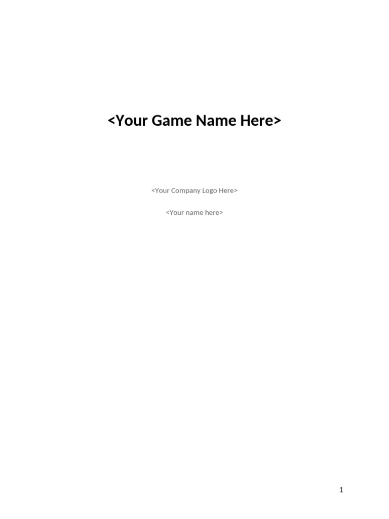 Game Design Document Template | PDF