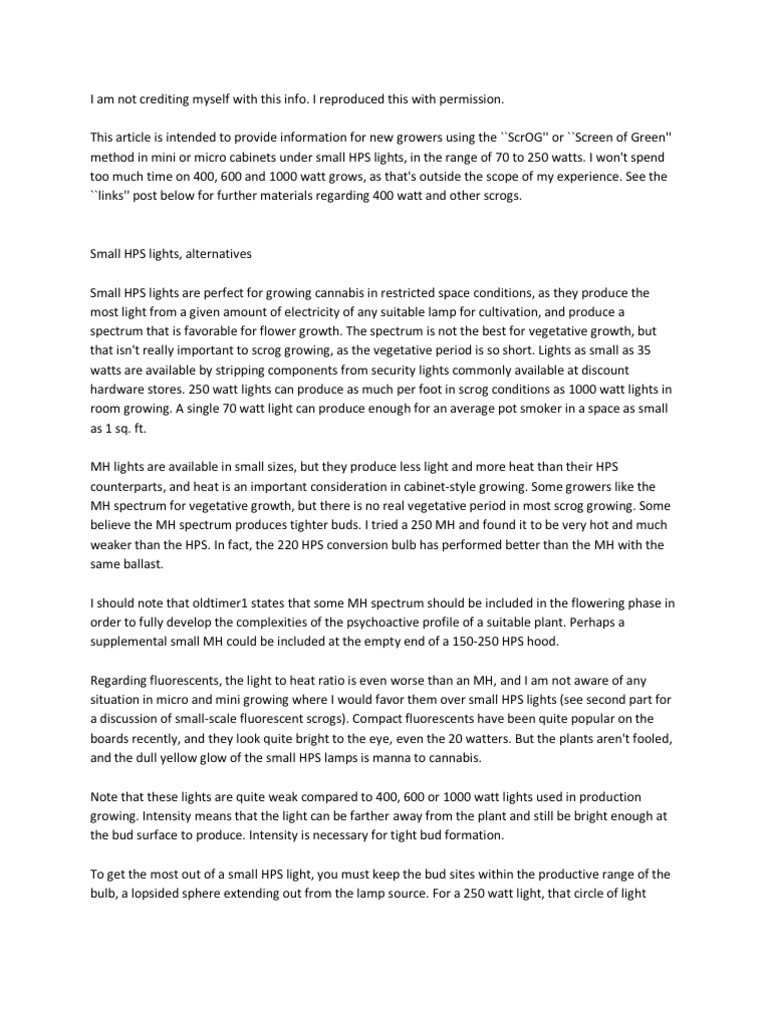 Scrog and Sog Theory | PDF | Fluorescent Lamp | Plants