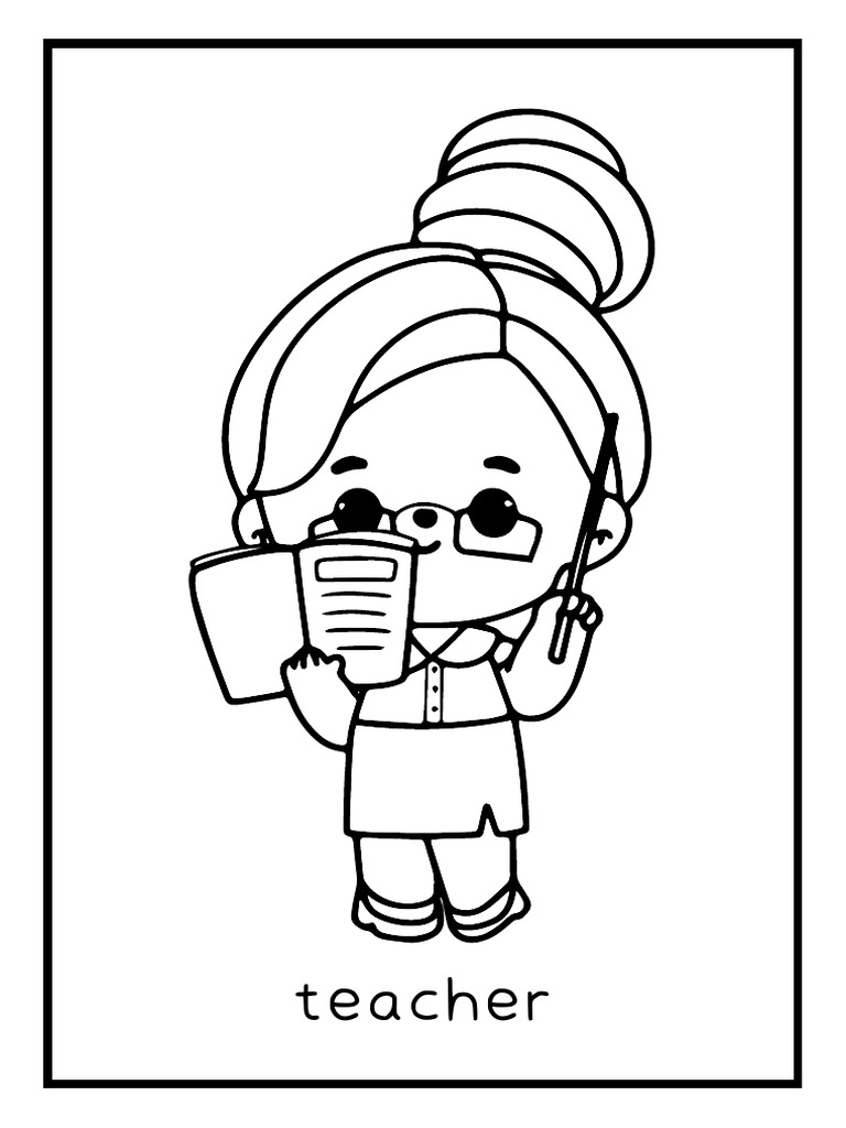 Preschool Career Coloring Worksheet in Simple Greyscale Illustrative ...