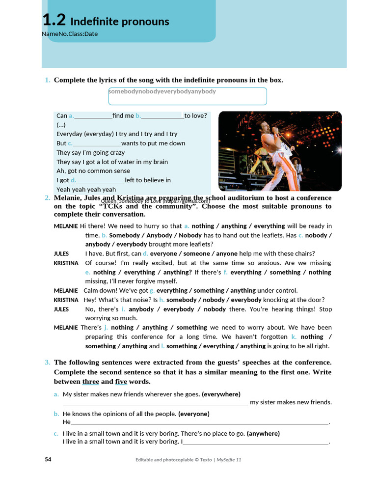 Standard - Grammar - U1.2 - Indefinite Pronouns | PDF