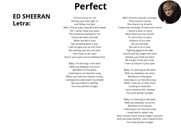 Perfect - Ed Sheeran Lyrics | PDF