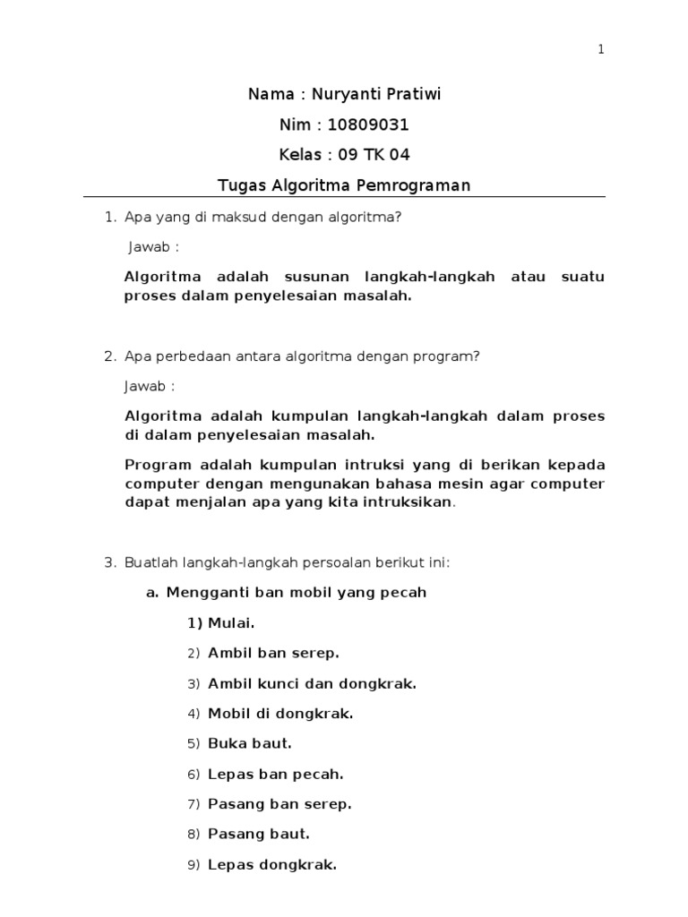 Tugas Algoritma Pemograman. | PDF | Teknologi & Rekayasa