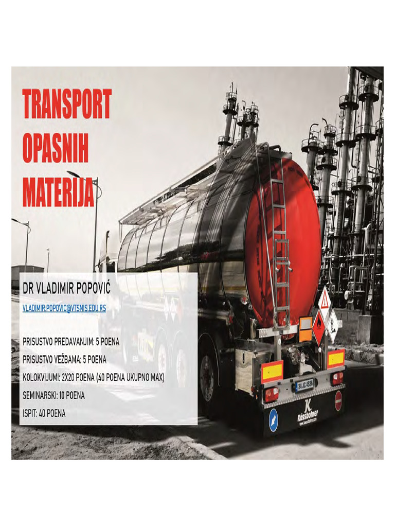 04 Propisi U Transportu Opasnih Materija 01 | PDF