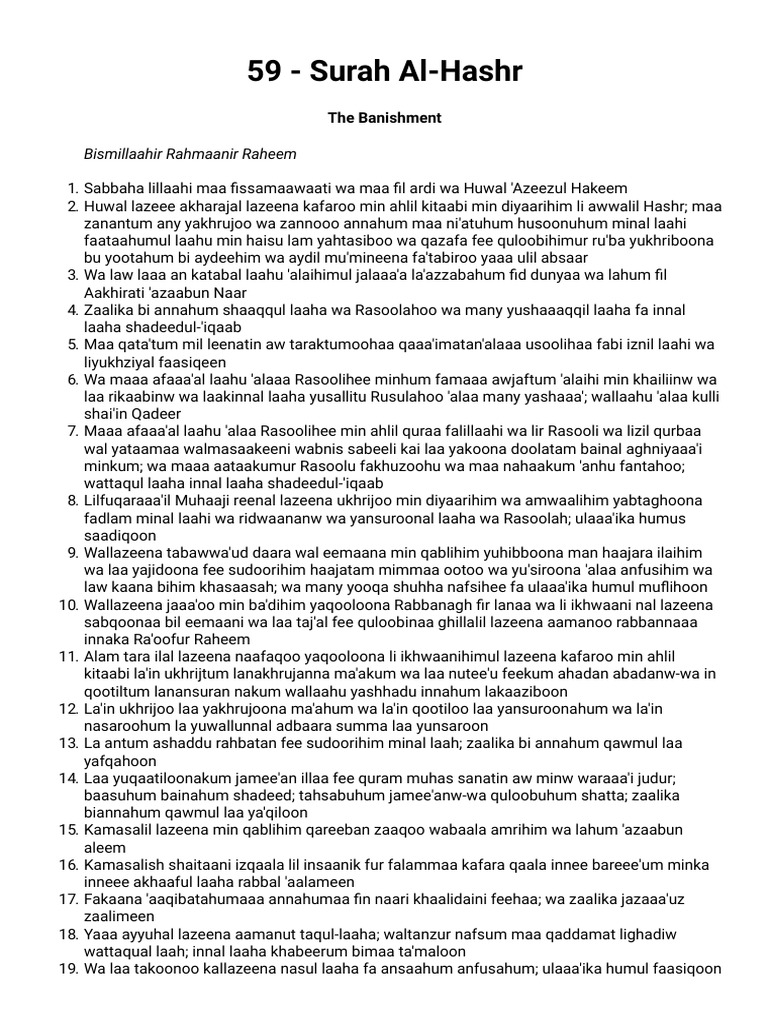 059 Surah Al-Hashr | PDF