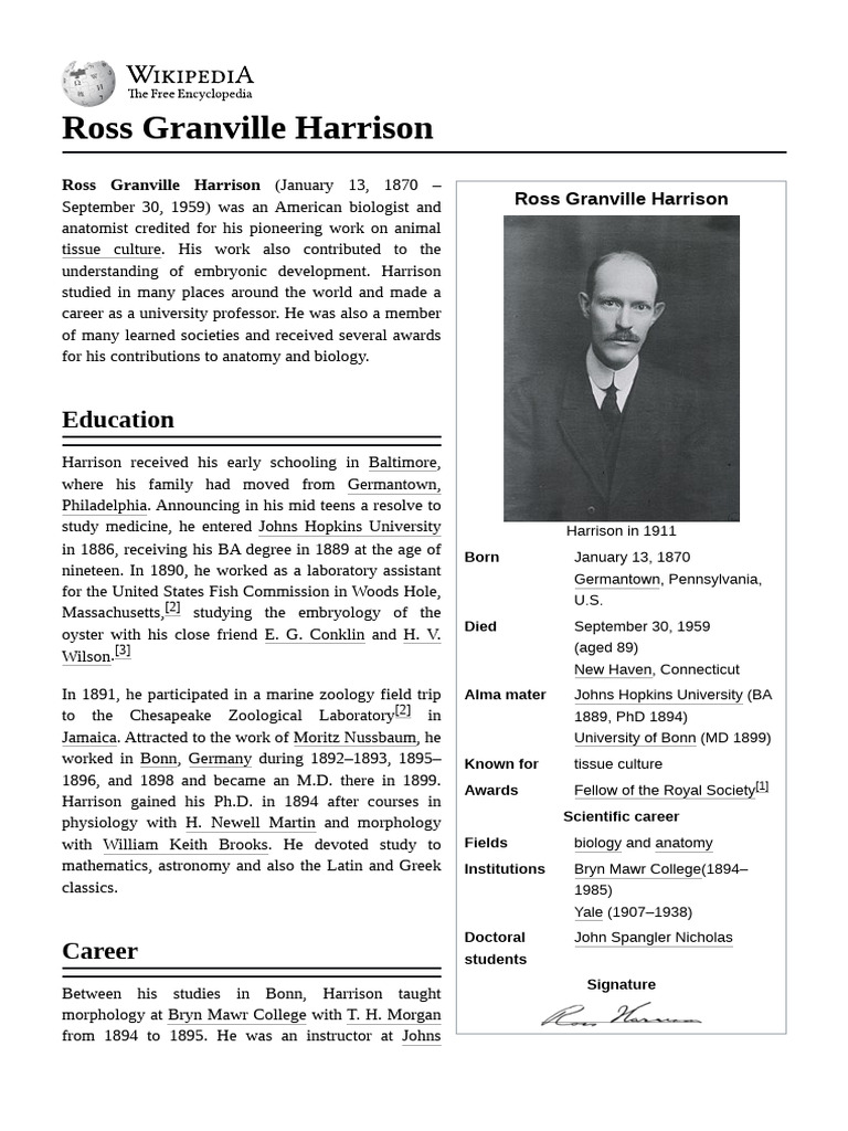 Ross Granville Harrison | PDF | Anatomy | Biology