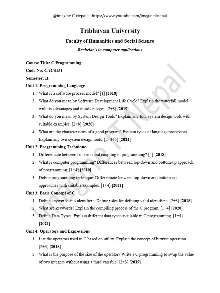 BCA 2nd Sem C Programming | PDF | Computer Programming | Computer Program BCA 2nd Sem C Programming | PDF | Computer Programming | Computer Program