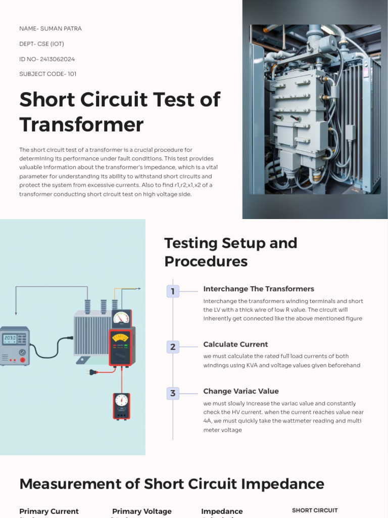 Short Circuit Test of Transformer Suman | PDF | Transformer ...