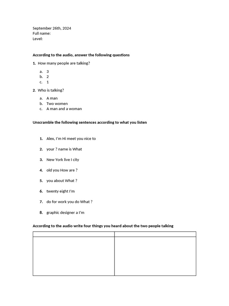 Introducing Myself Workshop IV | PDF