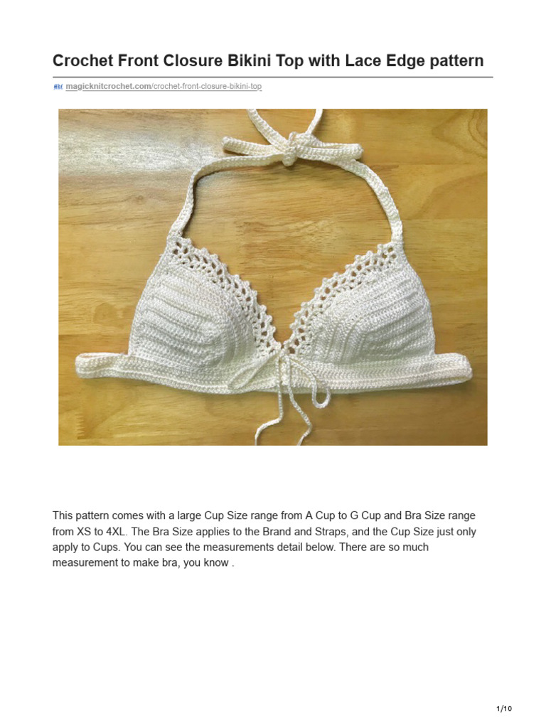 Crochet Bikini Top Pattern A-G Cup | PDF | Crochet | Yarn