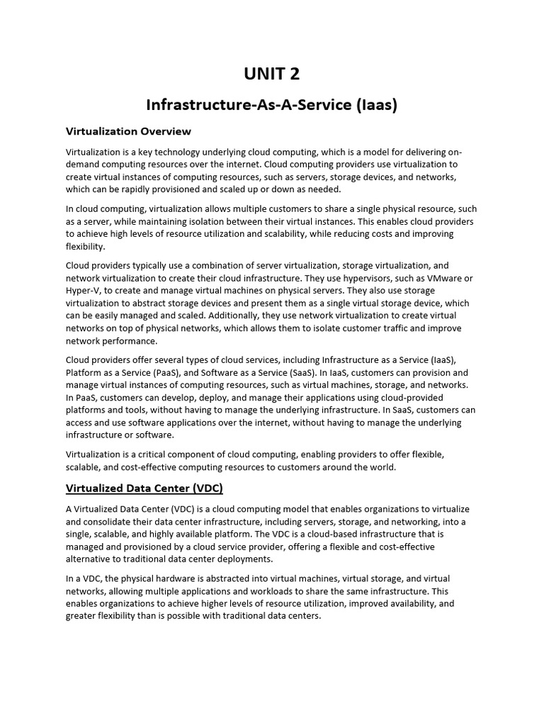 UNIT 2 Cloud | PDF | Virtualization | Cloud Computing