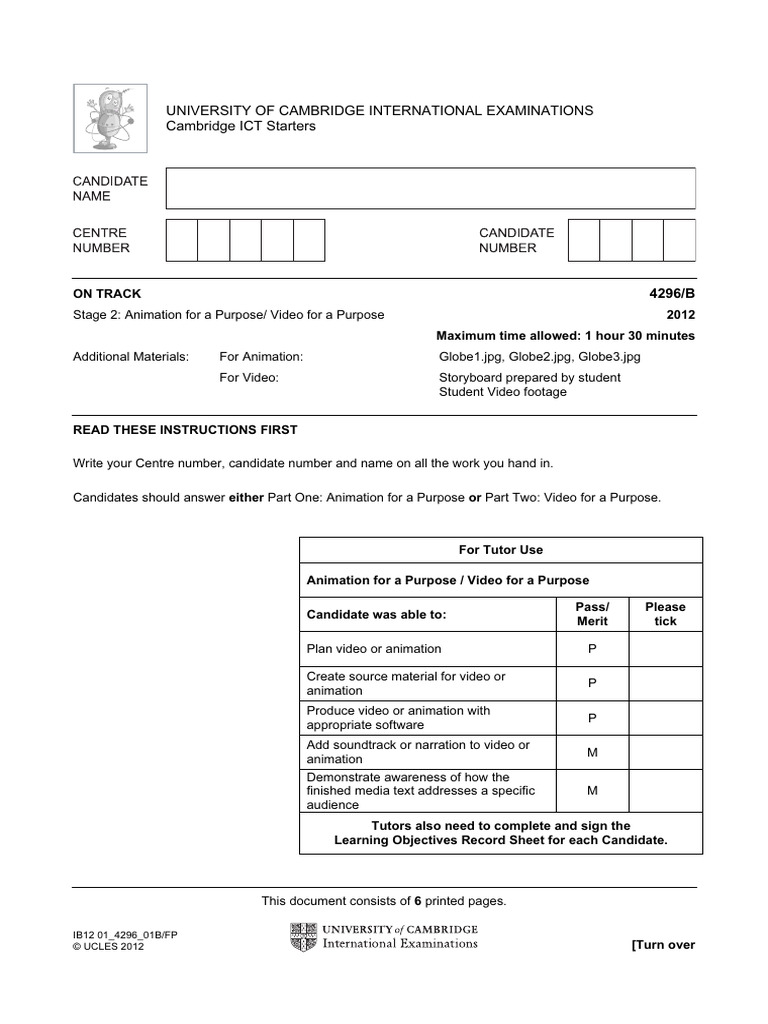 Stage 2 - Animation For A Purpose: Video For A Purpose (4296) | PDF ...