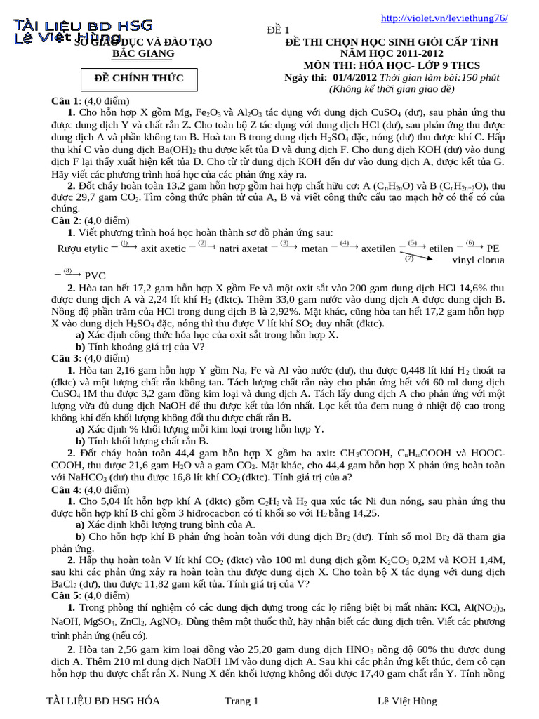 30 de Thi Hsg Cac Tinh | PDF