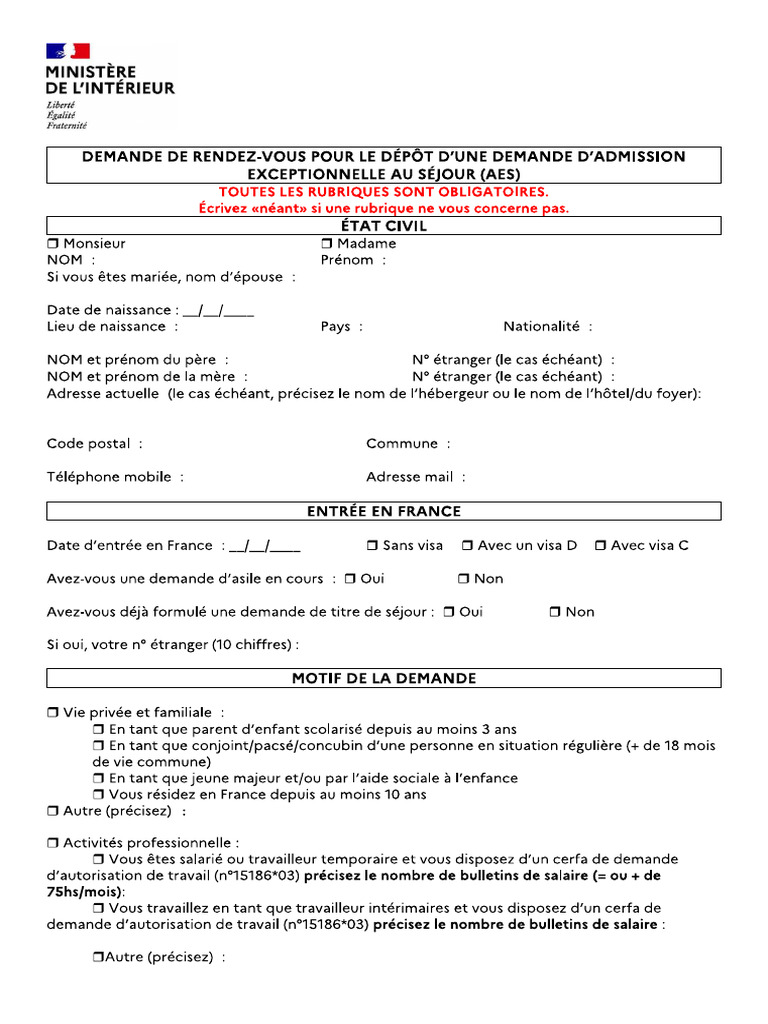 Formulaire AES L HAY LES ROSES | PDF