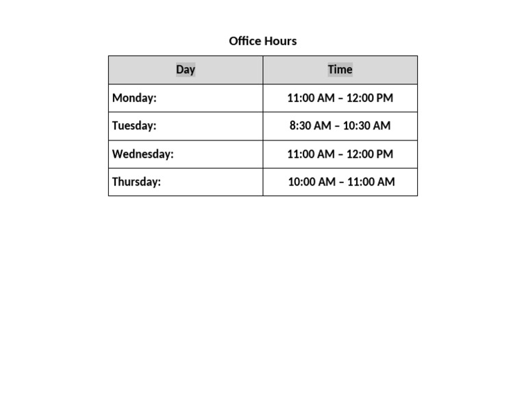 Office Hours | PDF