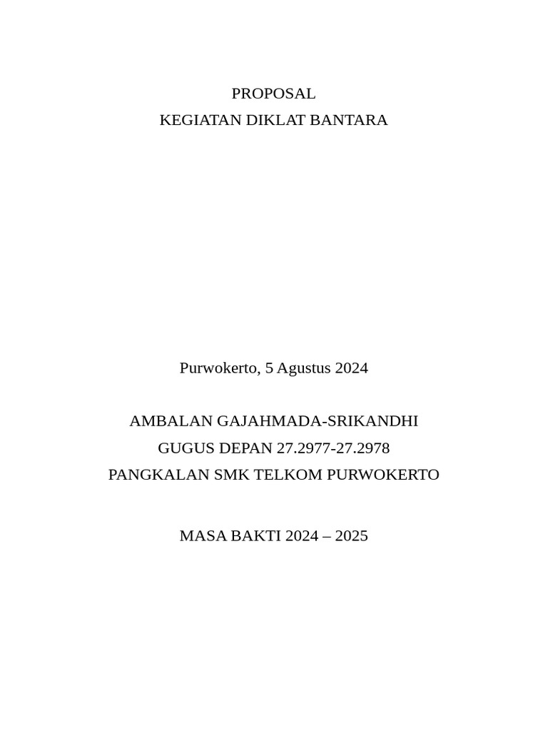 PROPOSAL DIKLAT BANTARA 2024 | PDF