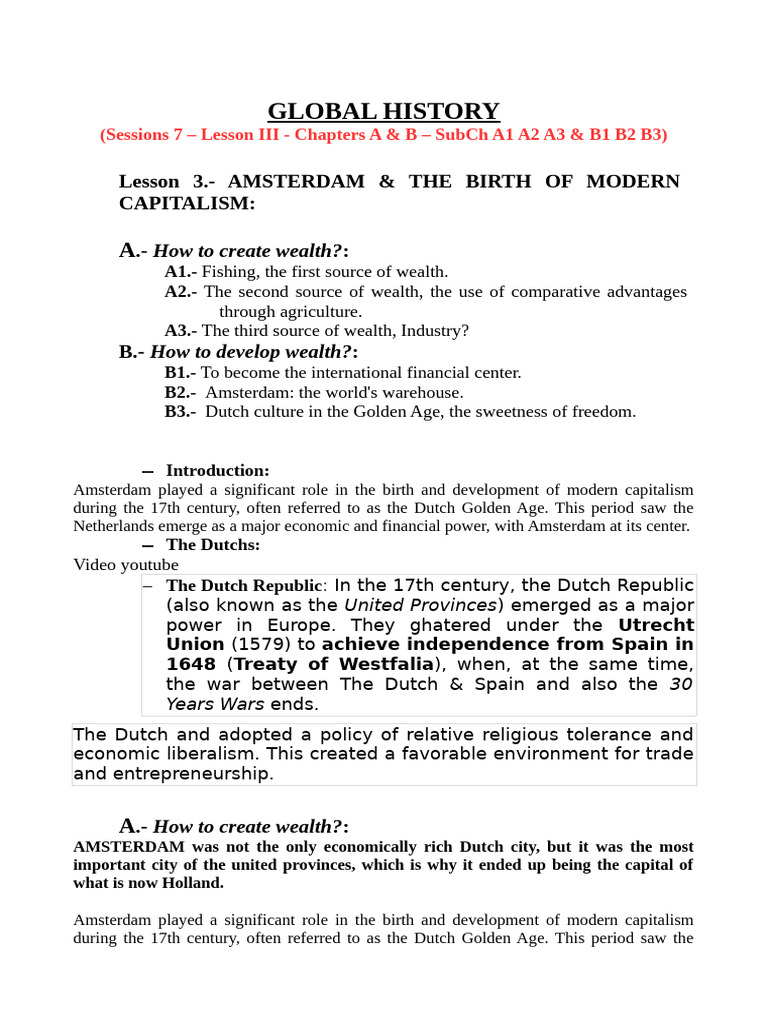 LIII ChA& B Amterdam Birth of Modern Capitalism | PDF | Netherlands ...