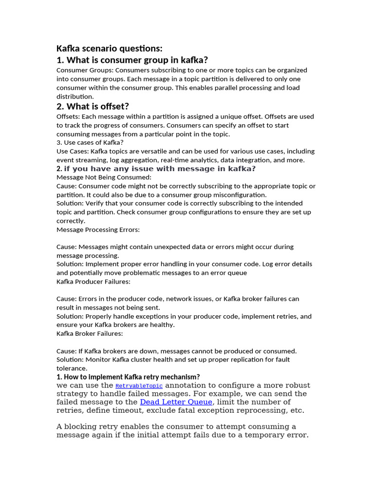 Kafka Scenario Questions | PDF | Replication (Computing) | Computer Cluster