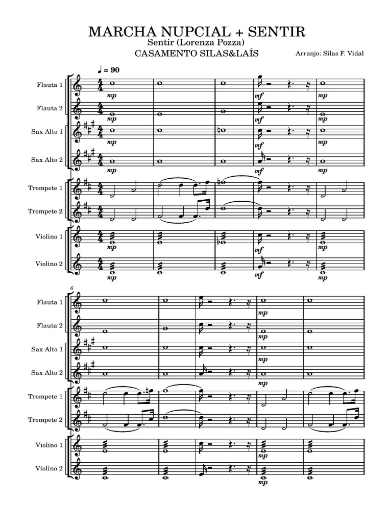 MARCHA NUPCIAL + SENTIR (Lorenza Pozza) | PDF | Saxophone | Woodwind ...