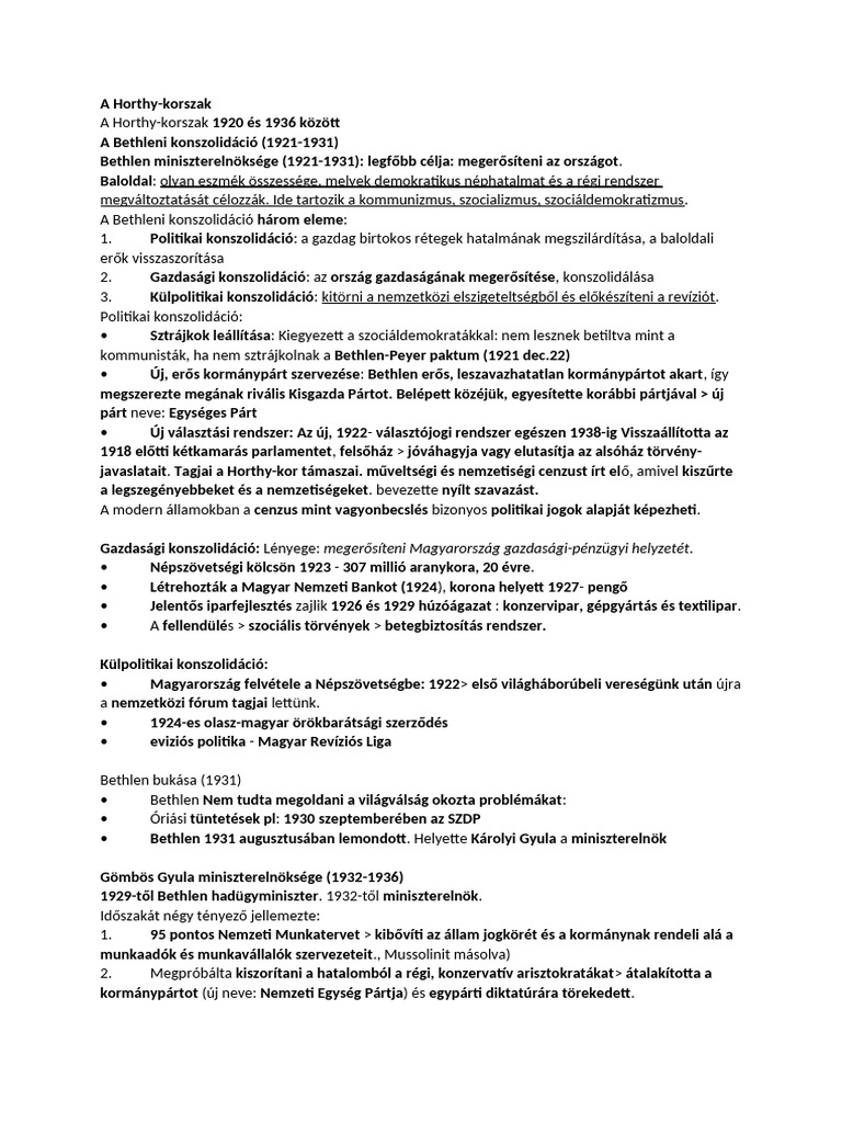 A Horthy-Korszak-Vázlat | PDF