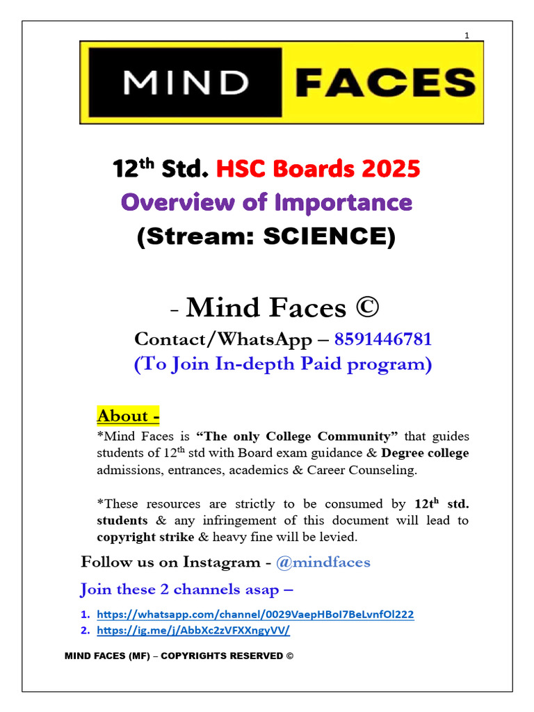 Mind Faces - HSC Science Overview of Imp | PDF | Demand | Monopoly