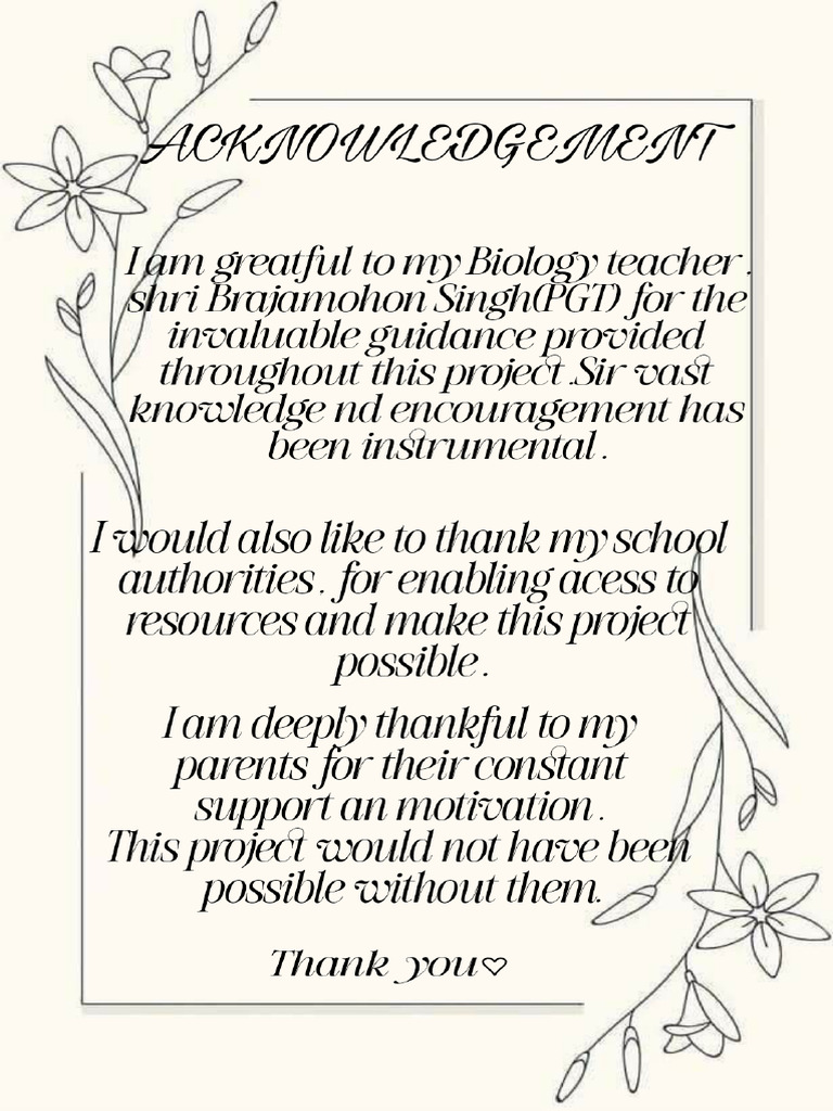 Bio Acknowledgement Pdf