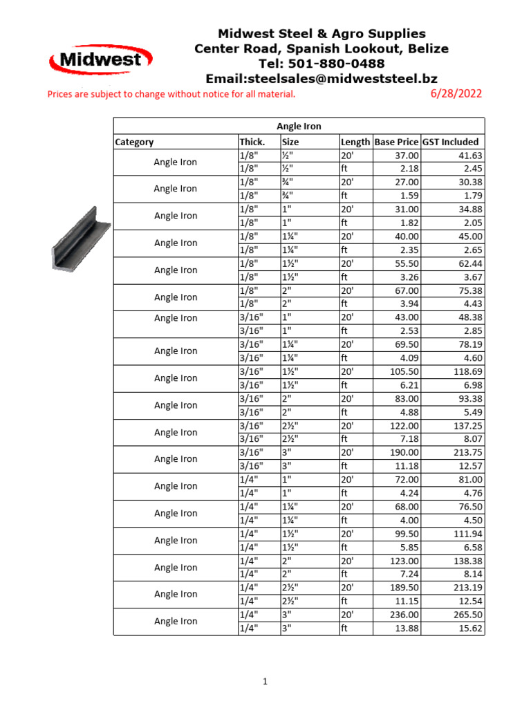Midwest Steel Price List June 2022 | PDF | Pipe (Fluid Conveyance ...