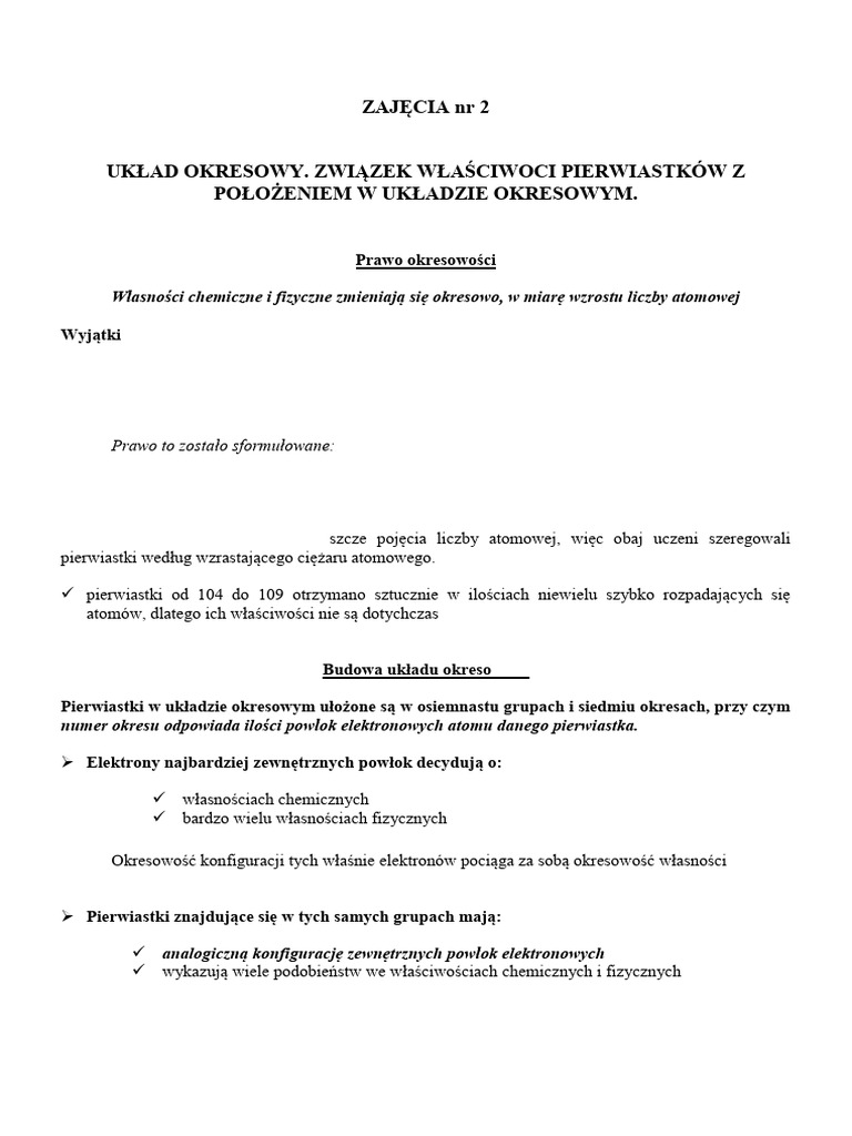 Chemia Zajecia Nr2 Materialy (E-Mail) | PDF