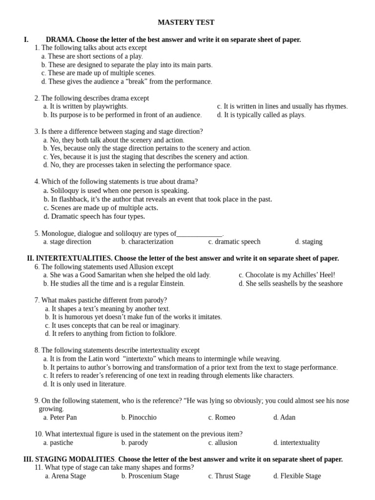 Mastery Test-Creative Writingq2 | PDF | Intertextuality | Monologue