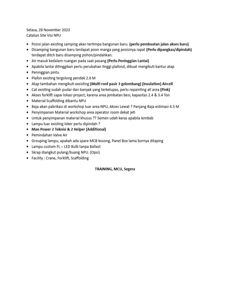 Catatan Survey SIte NPU | PDF