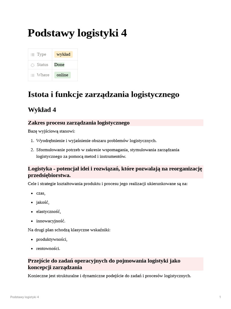 Podstawy Logistyki 4 | PDF