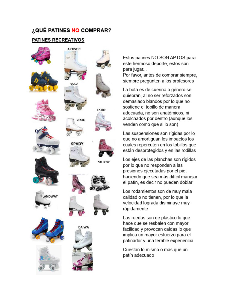 Patines a Evitar para Patinaje Seguro | PDF | Patinaje Artístico