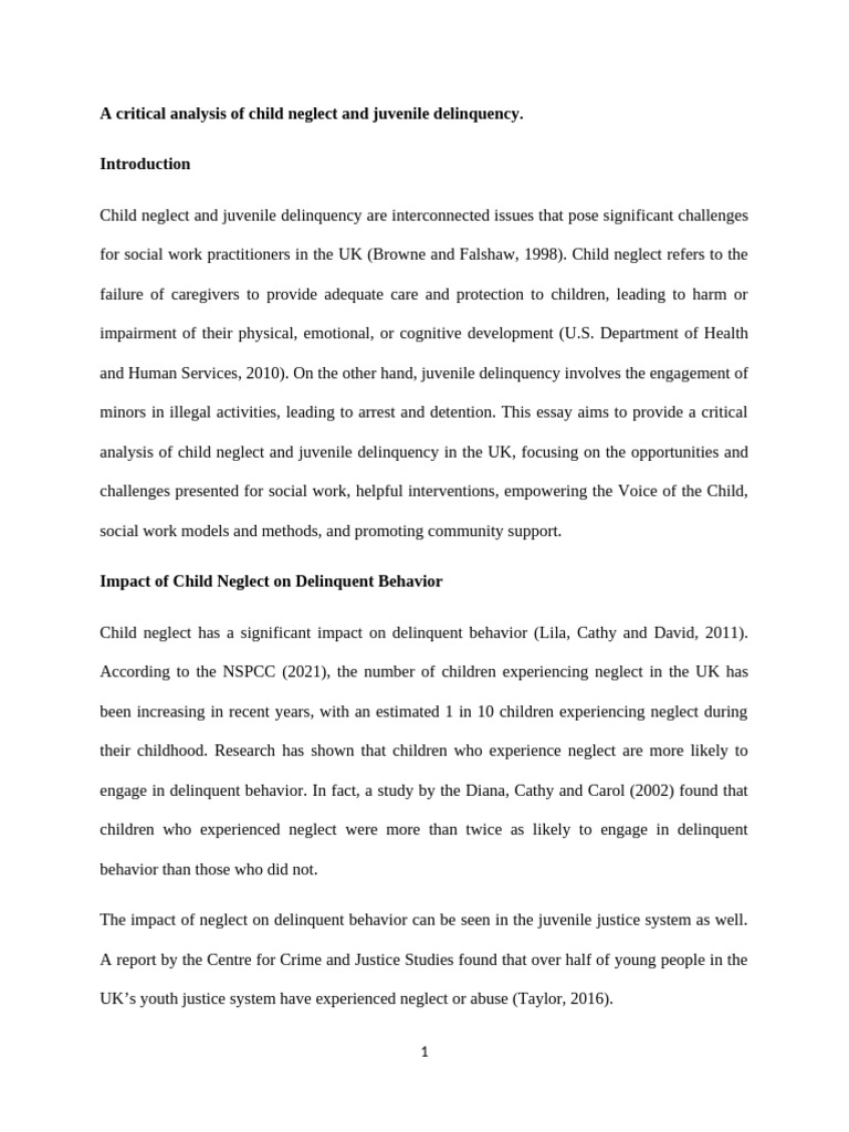 A Critical Analysis of Child Neglect and Juvenile Delinquency | PDF ...