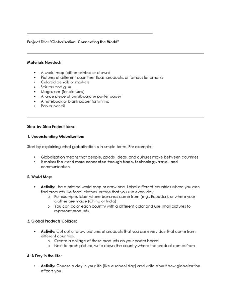 Year 5 Globalization Project Guide | PDF