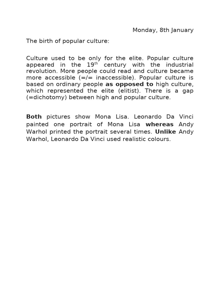 TE 2GT15 - The Birth of Popular Culture | PDF