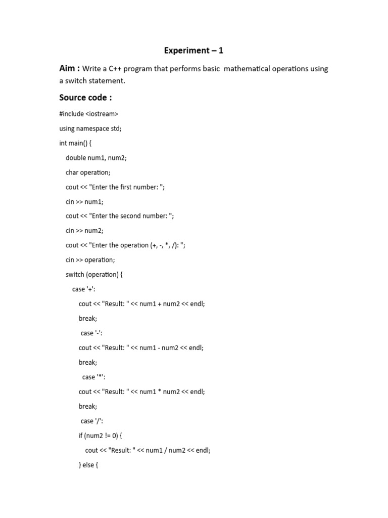 Object Oriented Programming Oops Practical File Pdf Namespace Area