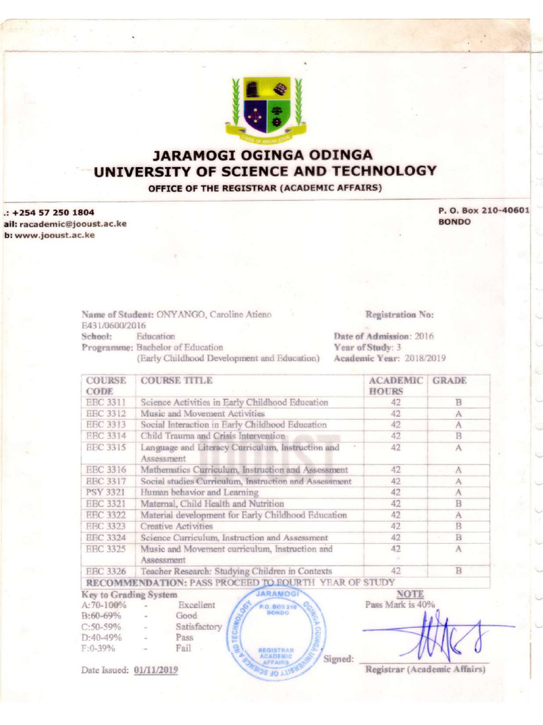 Caro Year 3 Transcript | PDF