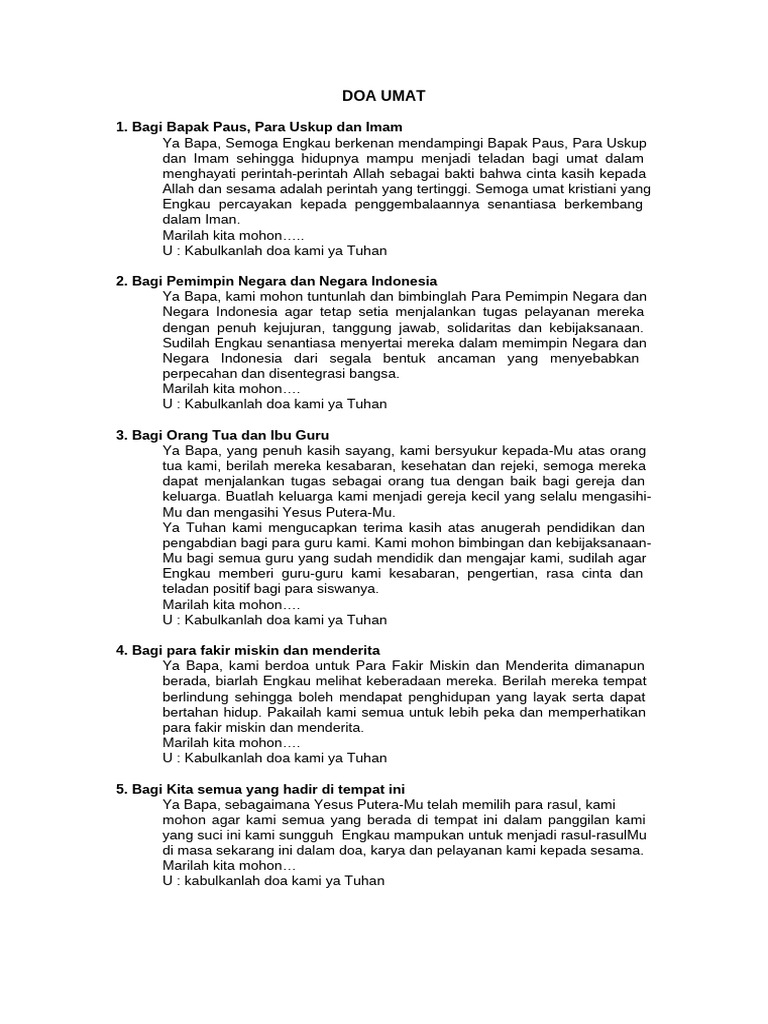 Doa Umat untuk Pemimpin dan Gereja | PDF
