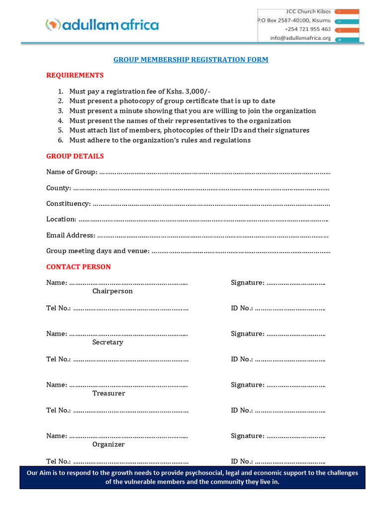 Adullam Africa Forms | PDF