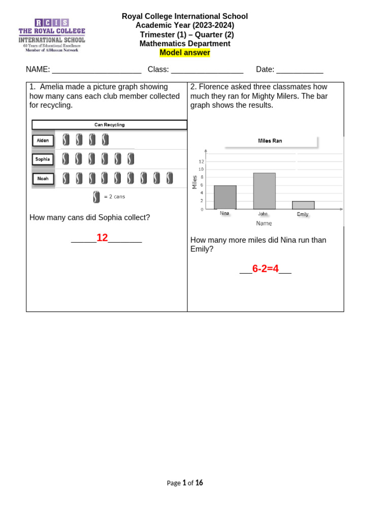 T1-Q2-Math-Revision Model Answer-G3 | PDF