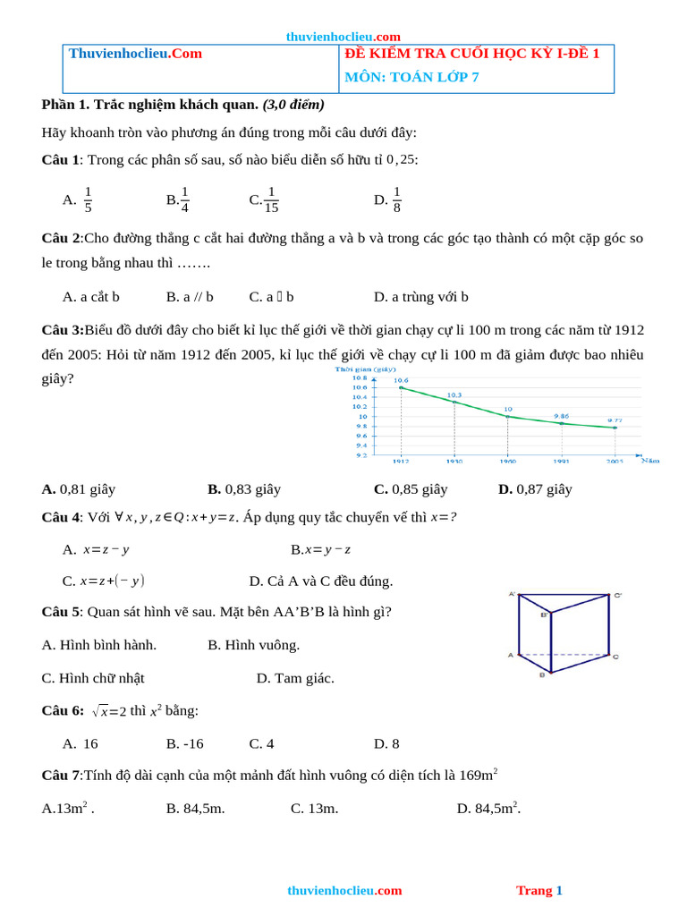 thuvienhoclieu.com-Bo-de-thi-HK1-Toan-7-nam-2022-2023-co-dap-an | PDF
