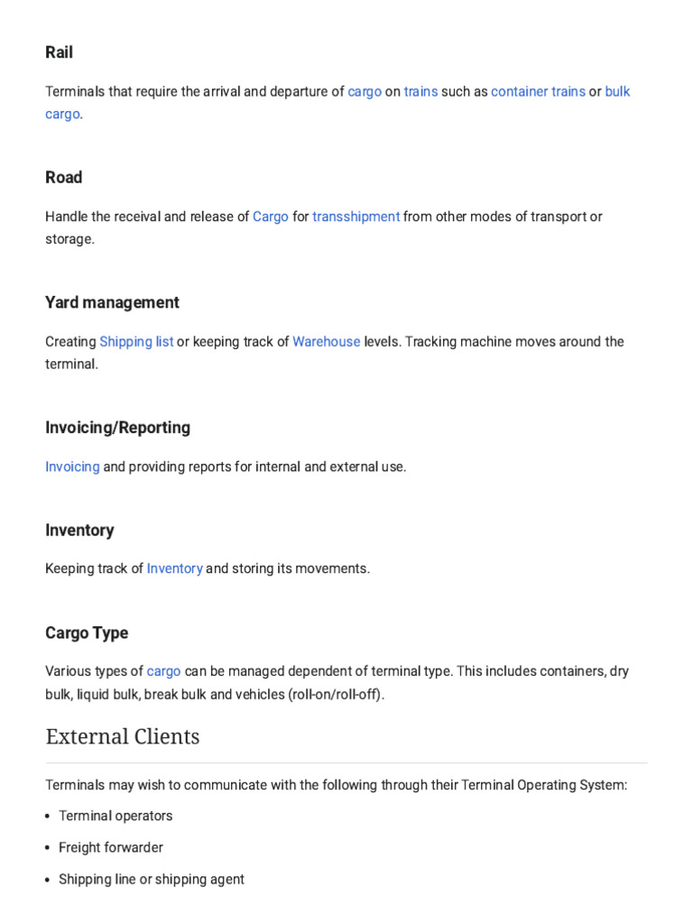 Terminal Operating System - Wikipedia | PDF | Cargo | Shipping