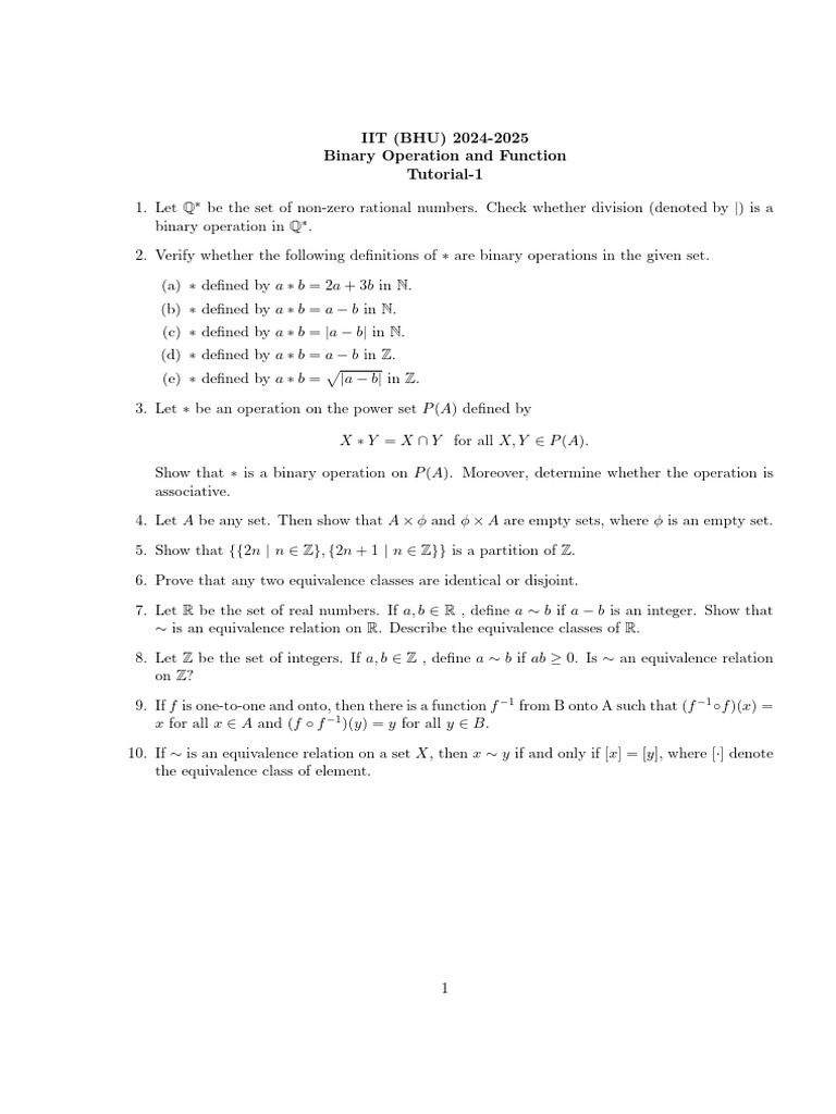 Binary Operation And Functions Pdf 2411