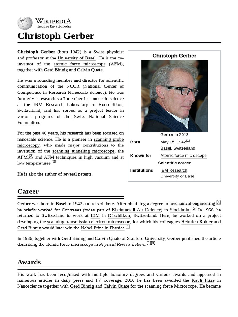 Christoph_Gerber | PDF | Microscope | Atomic Force Microscopy