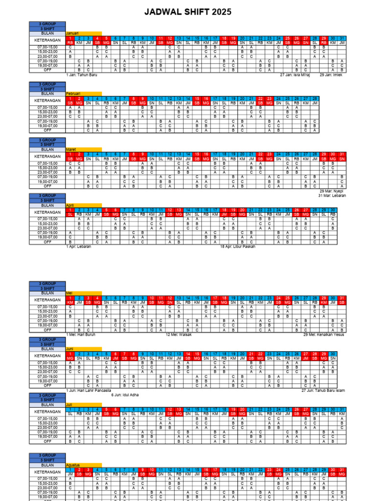 Jadwal Shift + Libur 2025 | PDF