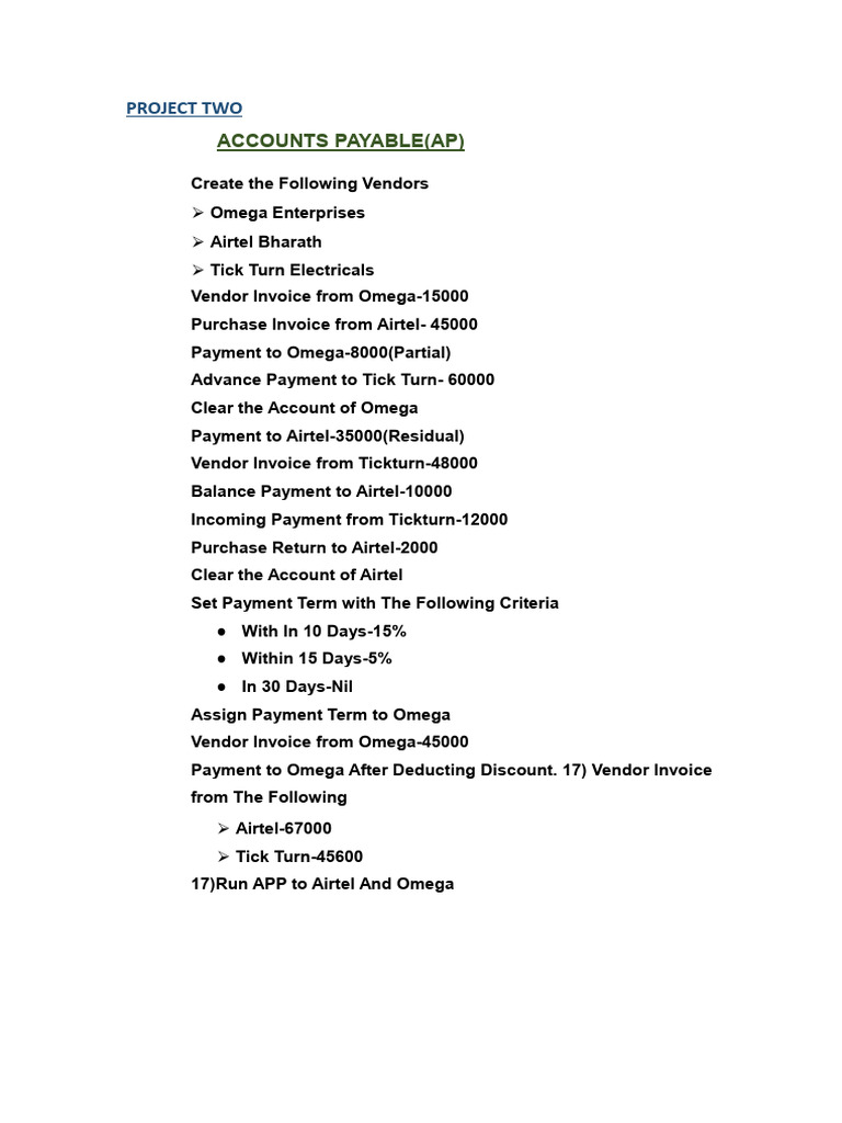 PROJECT TWO - Accounts Payable | PDF