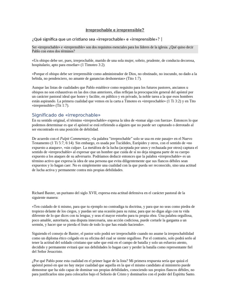 Irreprochable e Irreprensible | PDF | Pablo el apóstol | Cristo (título)