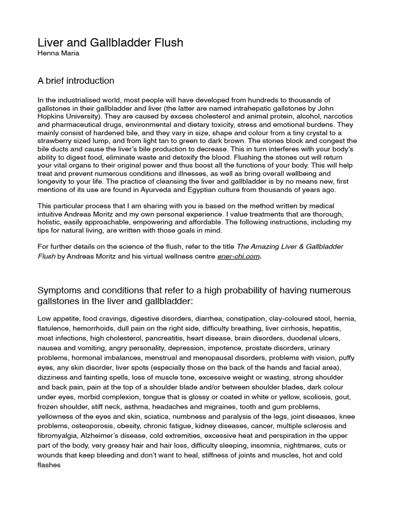 Liver and Gallbladder Flush Instructions 2022 | PDF | Gallbladder | Liver