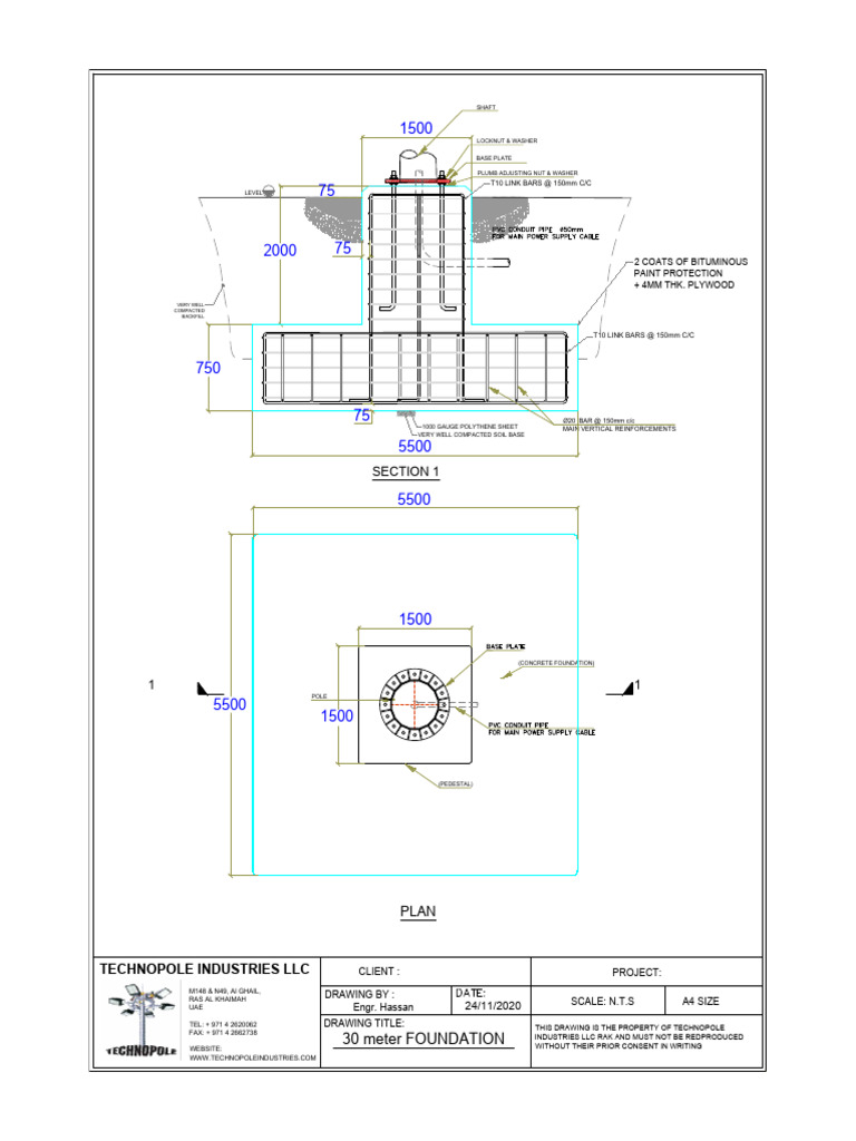 30m HIGH MAST FOUNDATION MODEL 1 | PDF