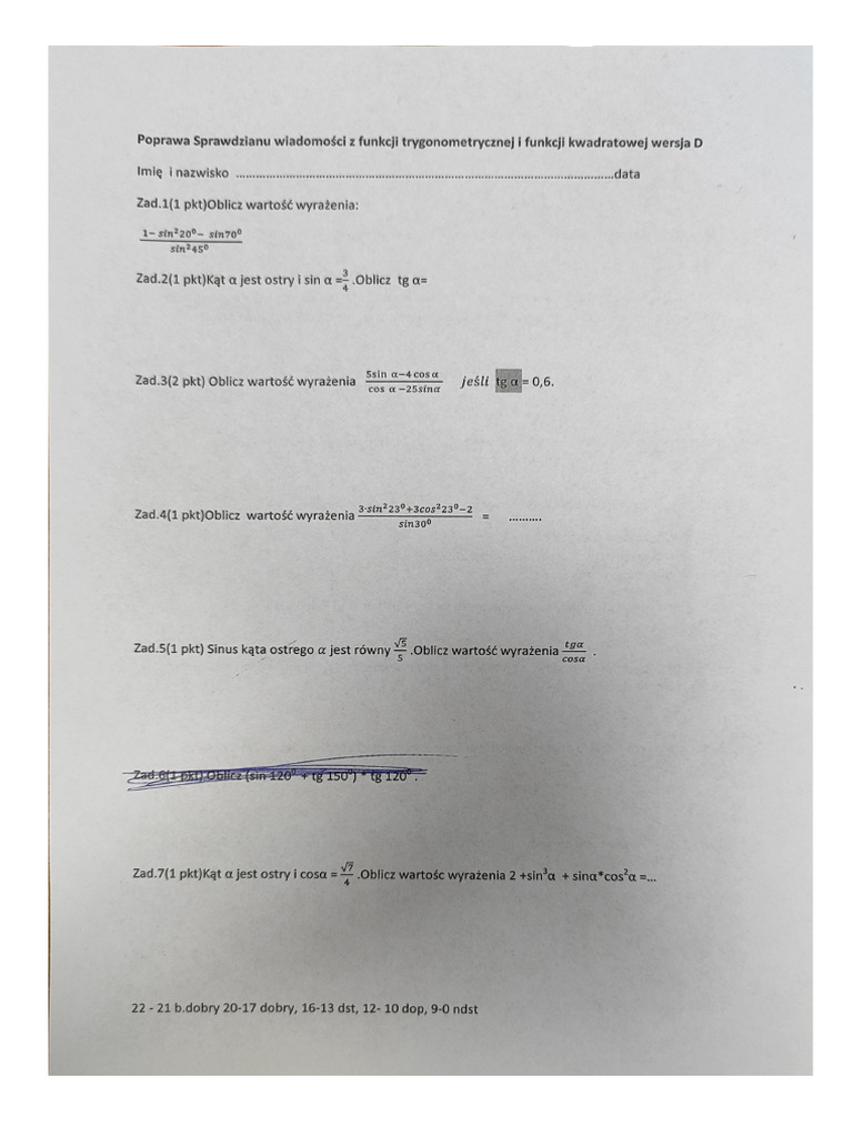 5.zad Funkcje Trygonometryczne. Justyna | PDF